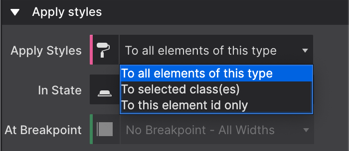 Styles Pane - Selectors